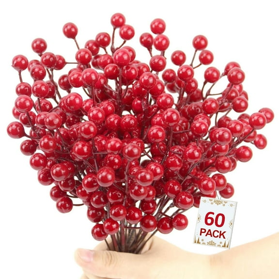 32 Pack Christmas Tree Decorations, Artificial Red Berry Stems 6.5 Inch ...