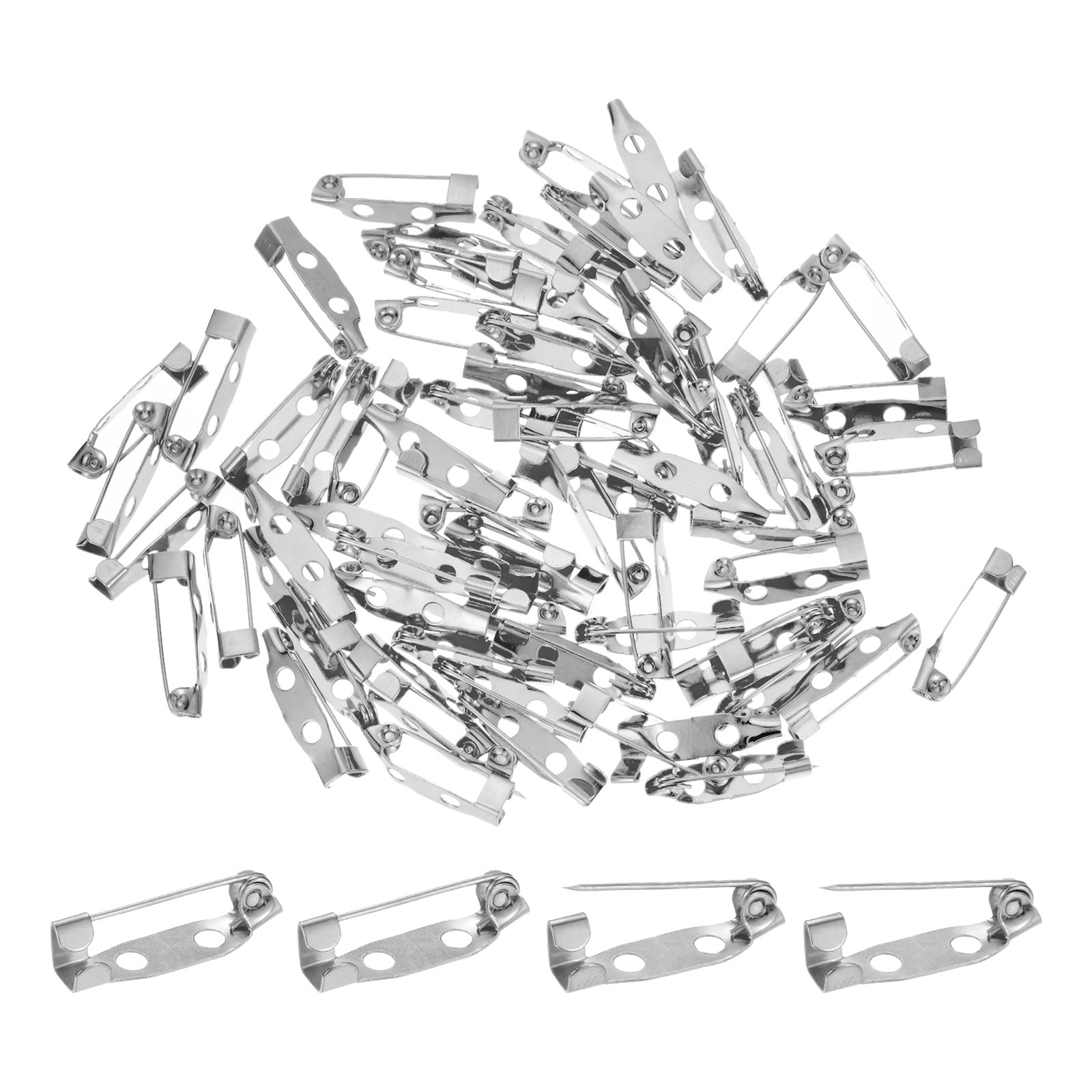 60-Pack Bar Pins, 0.8 Inch Brooch Pin Backs Safety Clasp for Badges ...