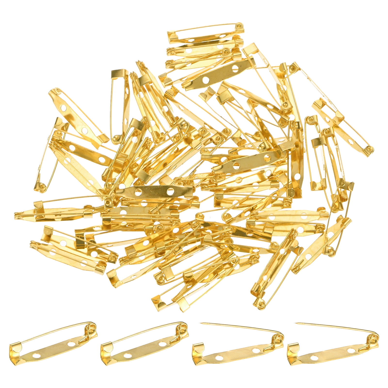 60-Pack Bar Pins, 1.2 Inch Brooch Pin Backs Safety Clasp for Badges ...