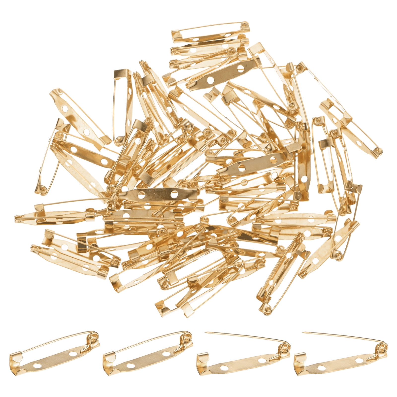 60-Pack Bar Pins, 1.2 Inch Brooch Pin Backs Safety Clasp for Badges ...