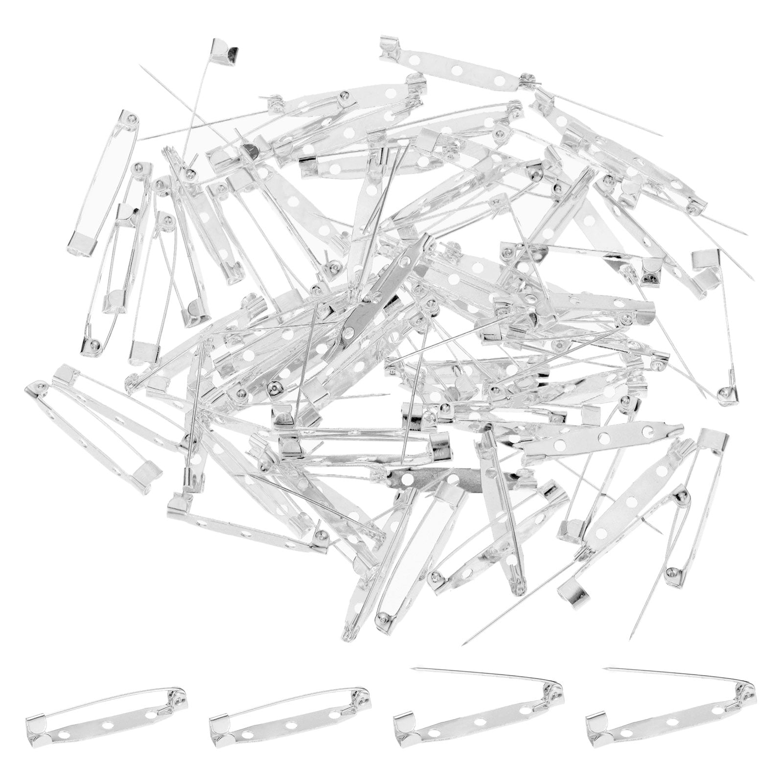 60-Pack Bar Pins, 1.4 Inch Brooch Pin Backs Safety Clasp for Badges ...