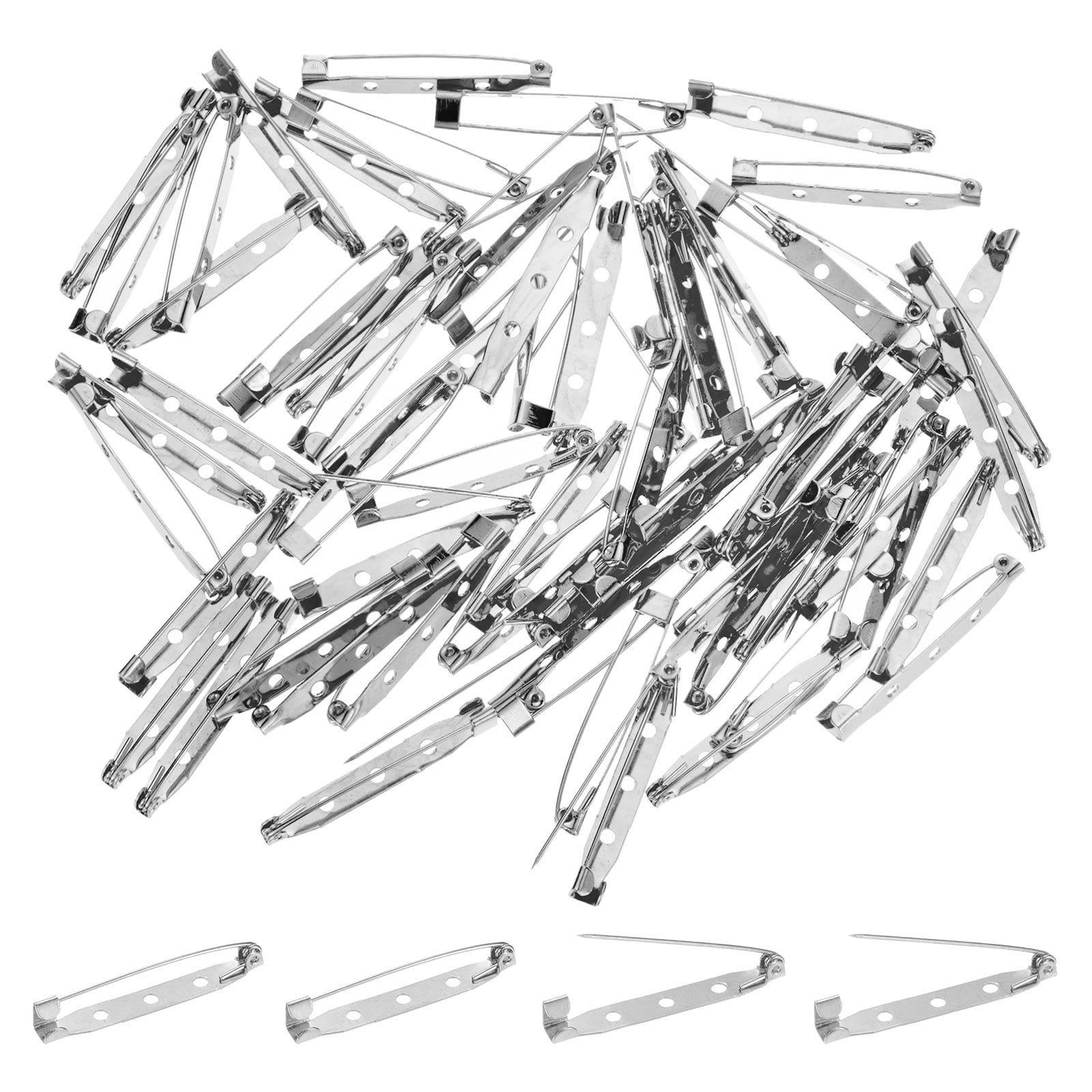 60-Pack Bar Pins, 1.6 Inch Brooch Pin Backs Safety Clasp for Badges ...