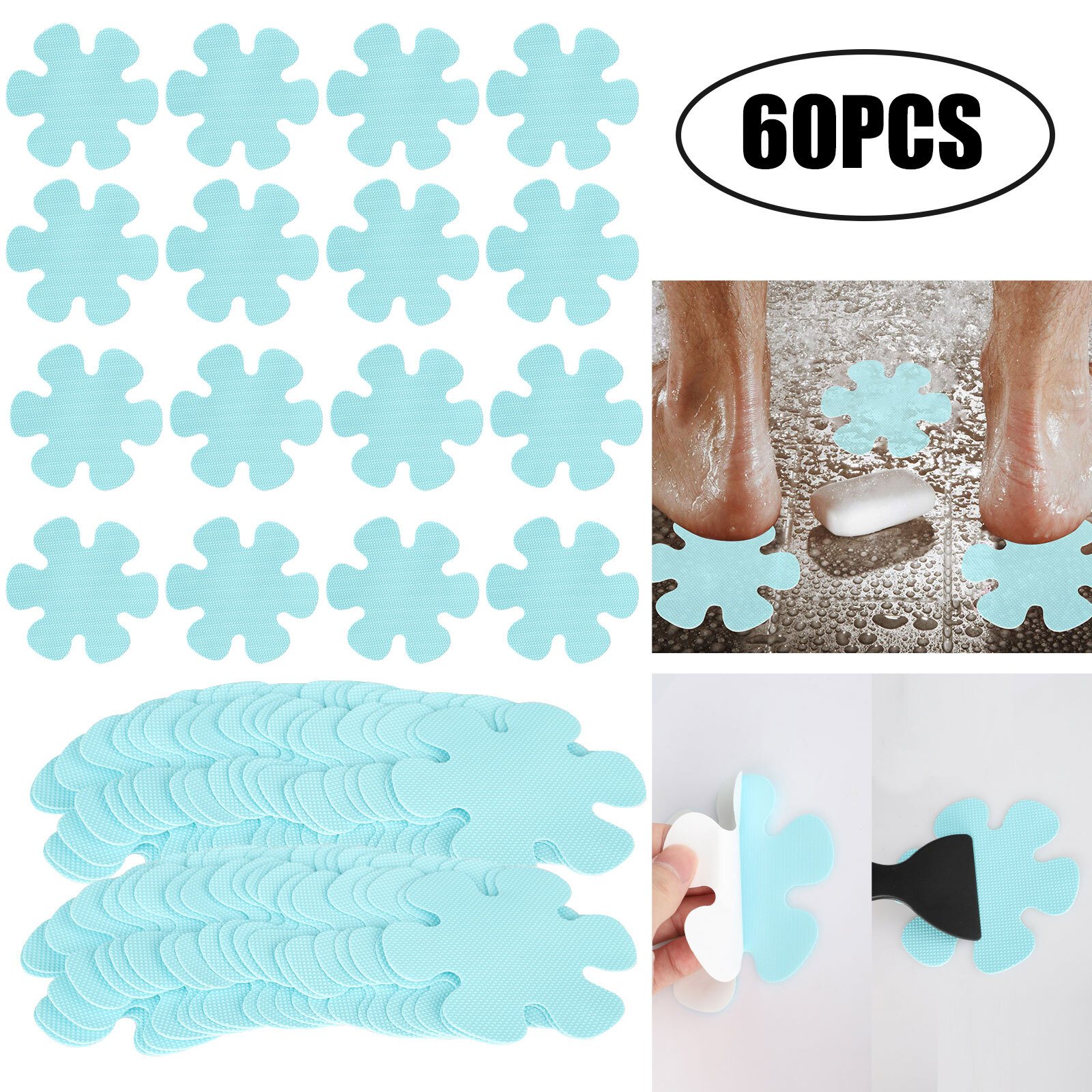 60 PC Non-Slip Bathtub Sticker, Anti Slip Shower Stickers, Safe ...