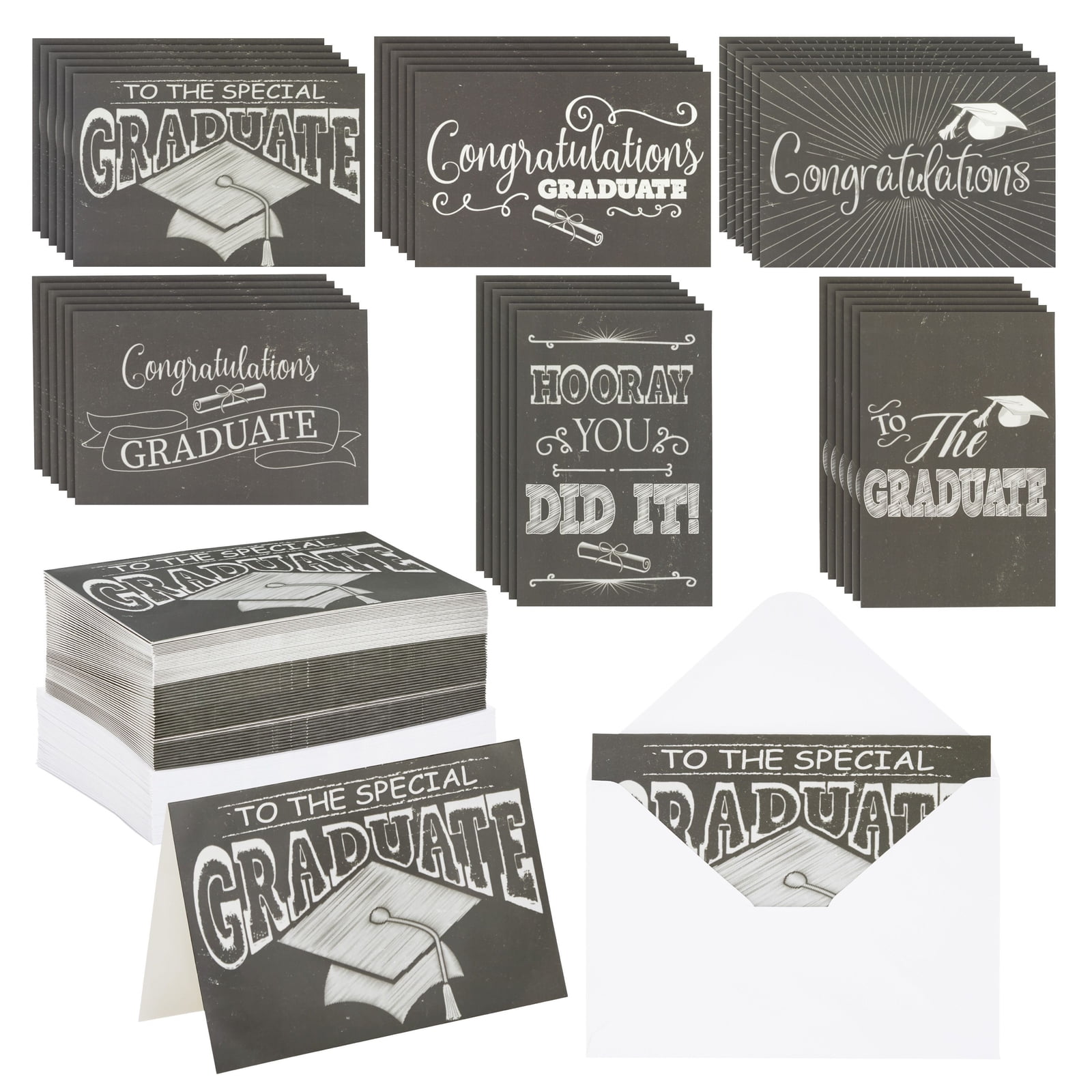 60 Pack Blank Graduation Thank You Cards with Envelopes, 6 Assorted ...