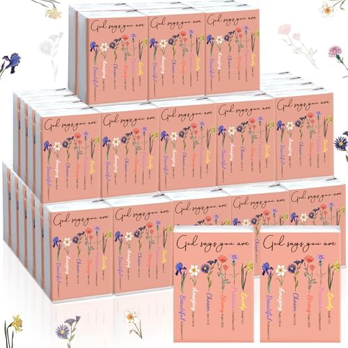 60 Pack Christian Pocket Tissues Bulk Bible Verse Travel Size Tissue ...