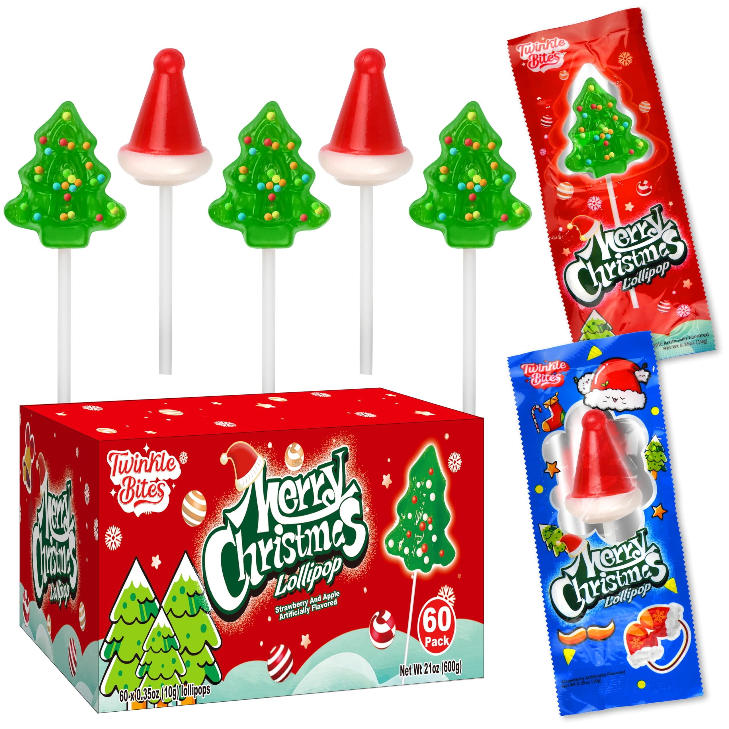 60 Pack Christmas Lollipops BCF26 - Individually Wrapped Christmas ...