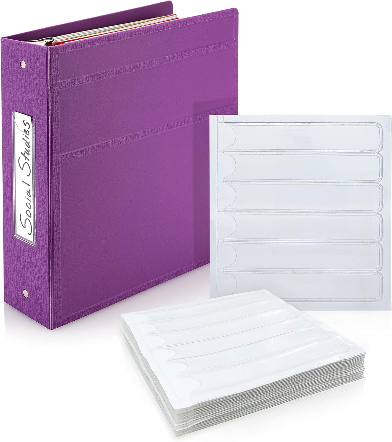 60 Pack, Clear Binder Spine Insert Adhesive Pockets, 1 x 5 Inch Heavy ...