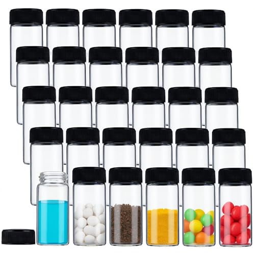 60 Pack Clear Glass Sample Vials with Cap, 20 ml Liquid Sampling Glass ...