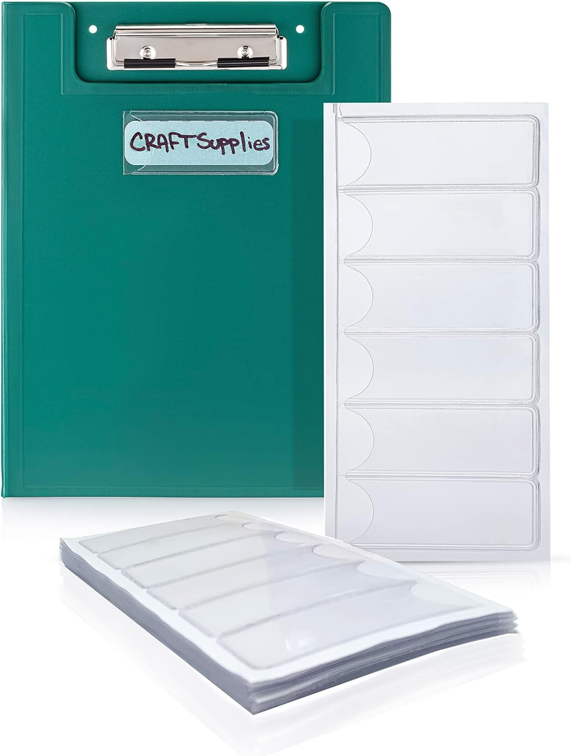 60 Pack, Clear Half Size Binder Spine Insert Adhesive Pockets, 3 x 1.5 ...