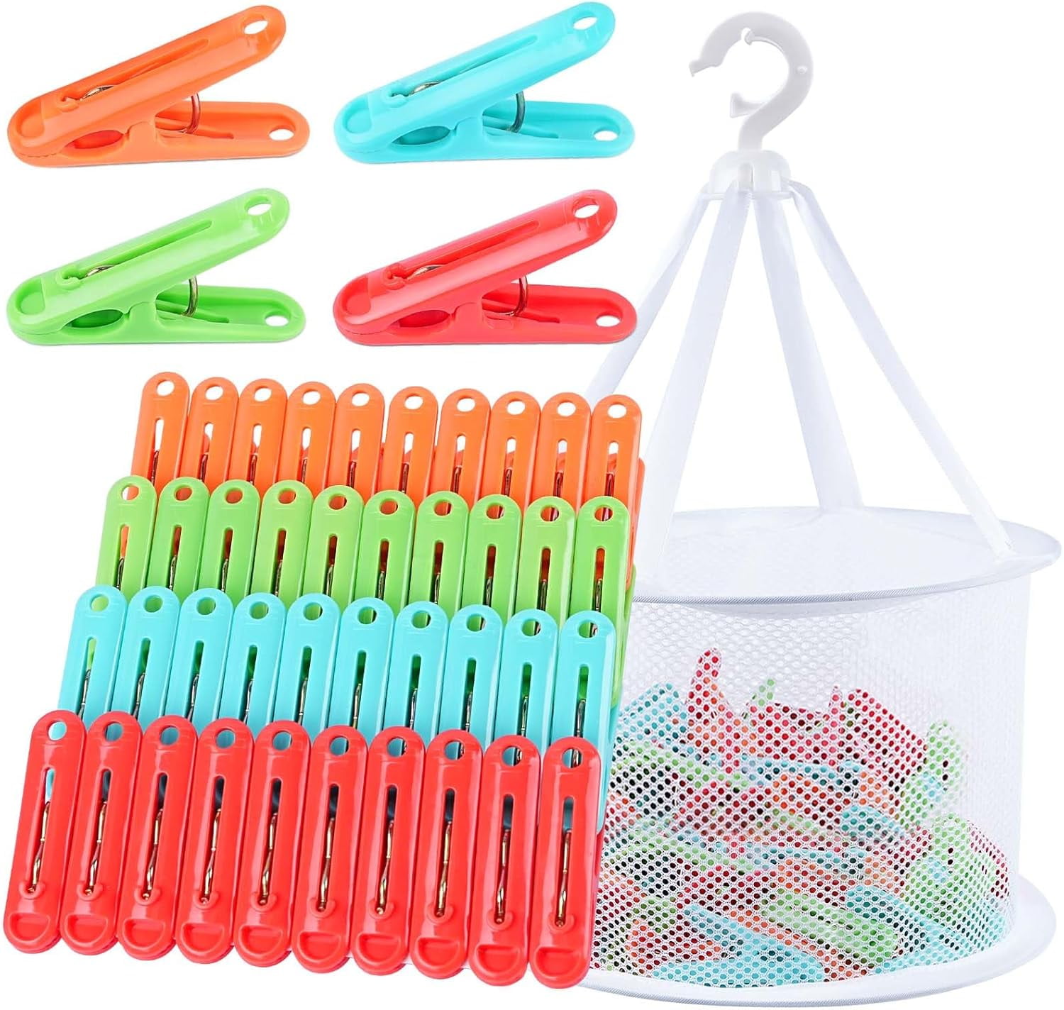 60 Pack Clothes Pins with Clothespin Bag, Clothes Pins Heavy Duty ...