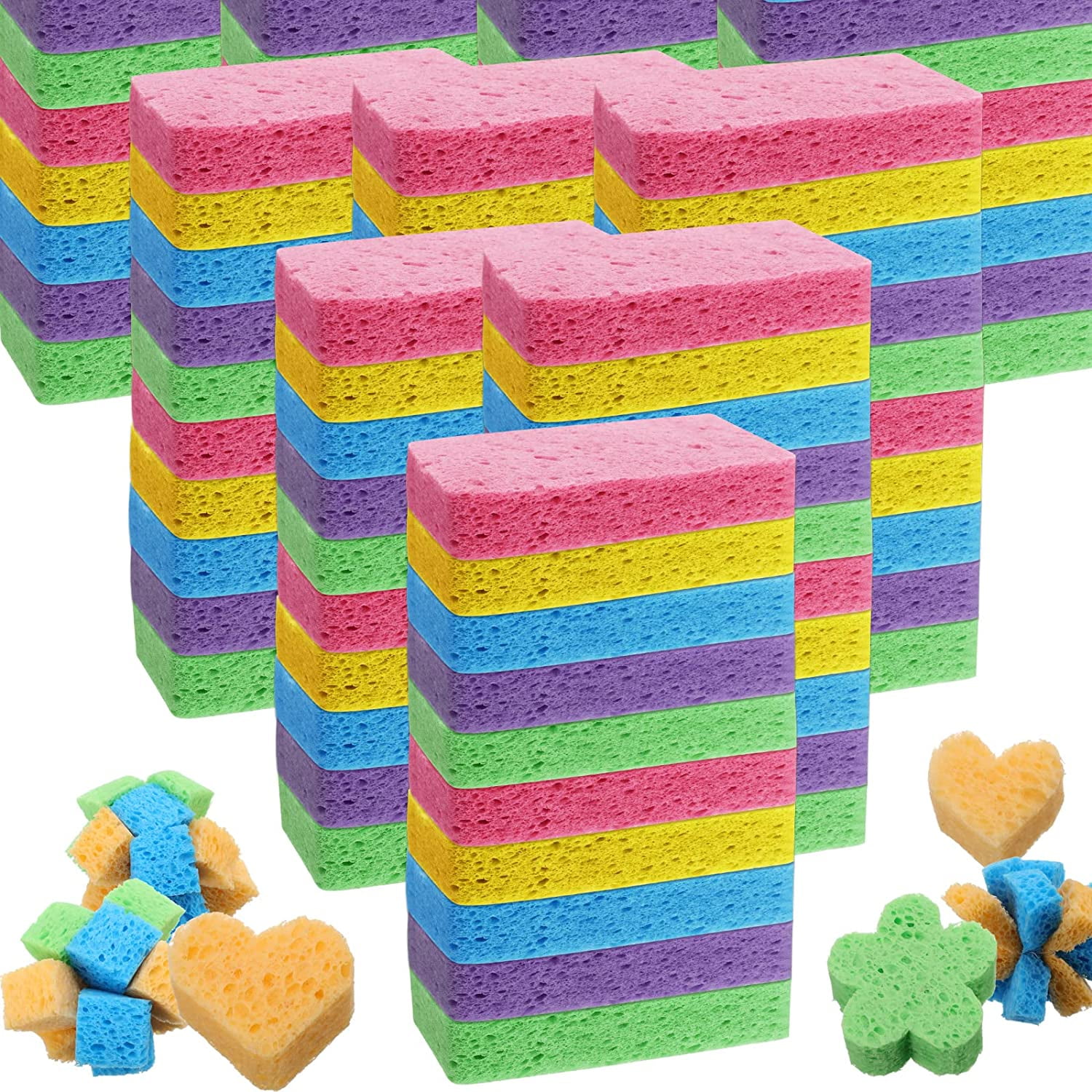 60 Pack Compressed Sponge Cleaning Scrub Sponge Colorful Compressed ...