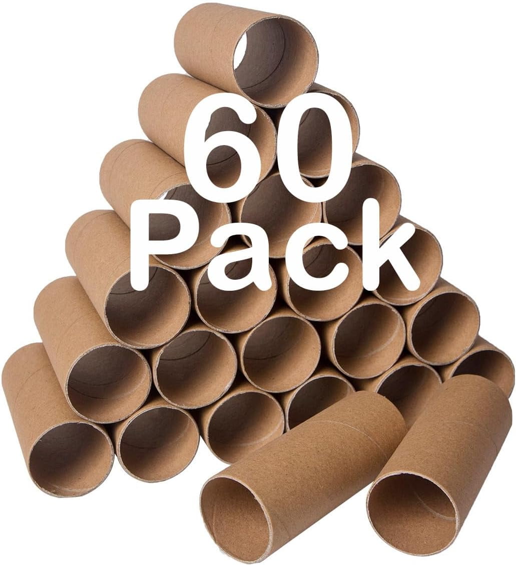 60 Pack Craft Rolls - Thick Cardboard Tubes for Craft - Round Cardboard ...