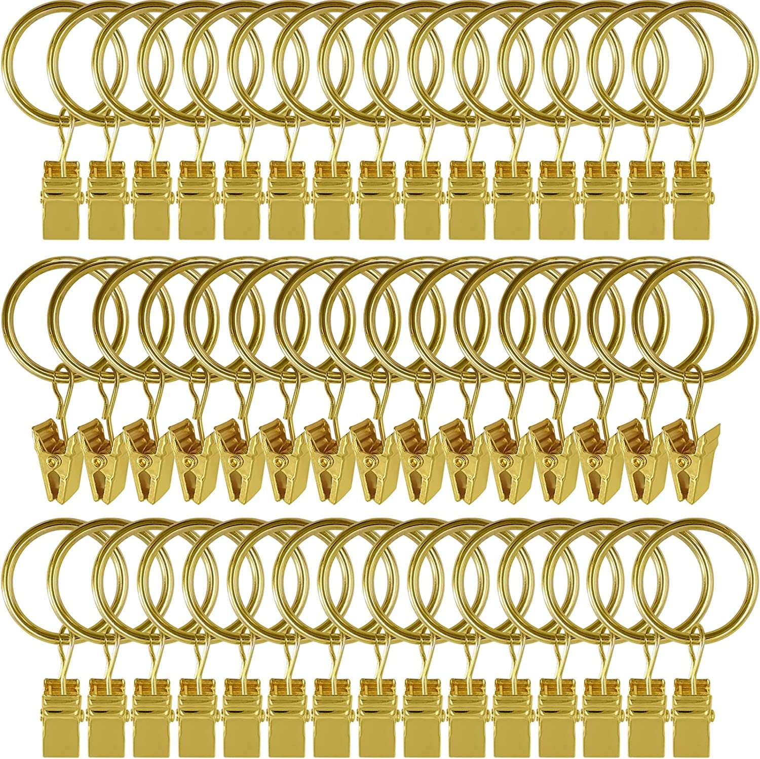 "Rungopro 60 Pack Gold Curtain Rings with Clips, 1 inch Diameter, Fits ...