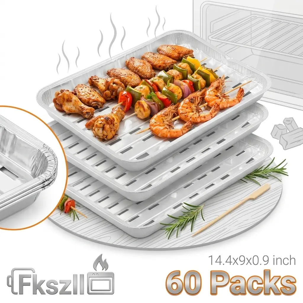 60 Pcs Disposable Aluminum Pans with Perforated Bottom for Air ...