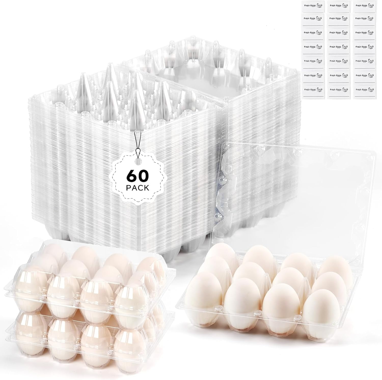 60 Pack Egg Cartons Cheap Bulk 1 Dozen Jumbo Egg Cartons Extra Large ...