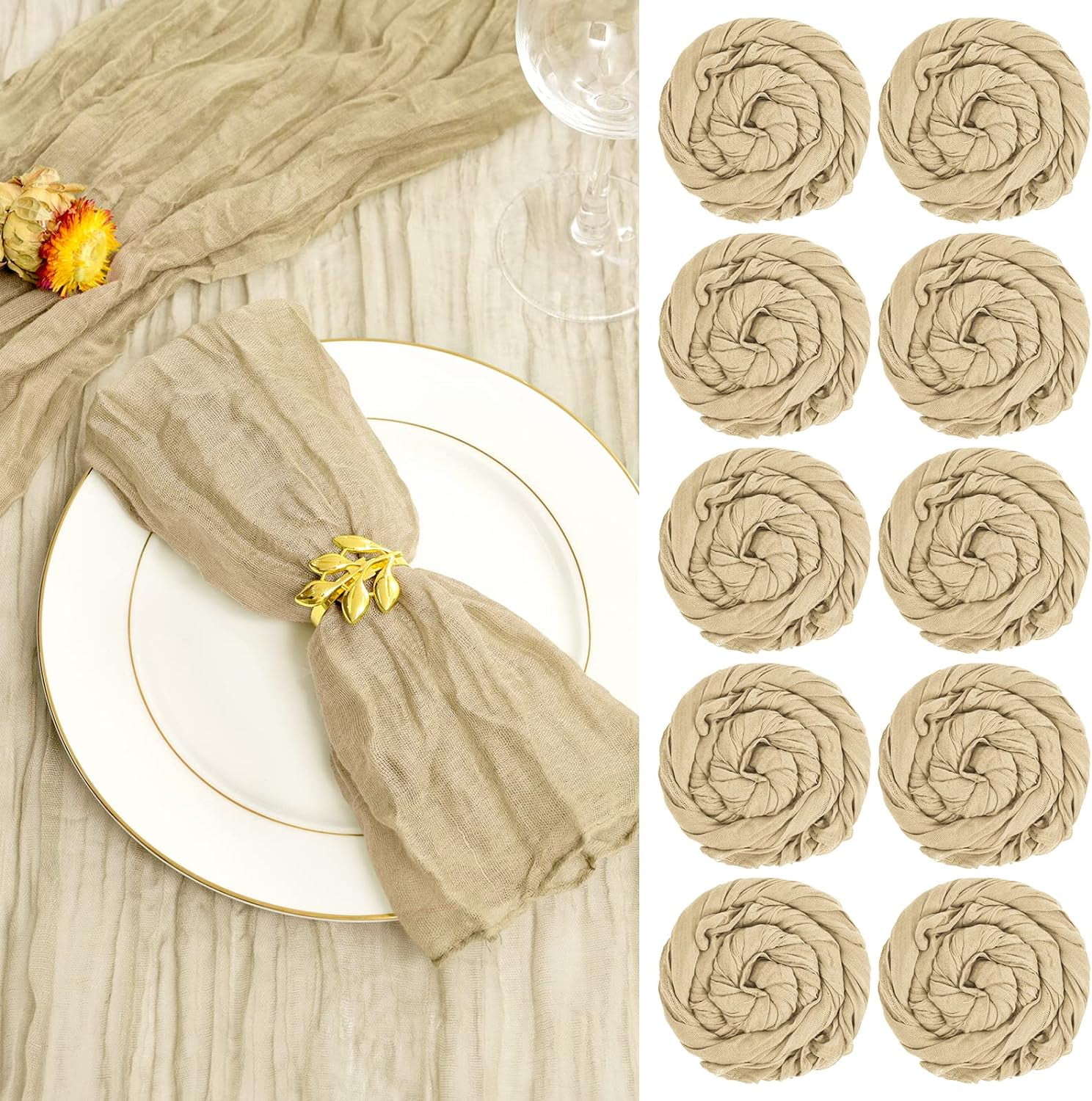 60 Pack Gauze Cheesecloth Napkins - Wrinkled Table Napkins, Soft Cotton ...