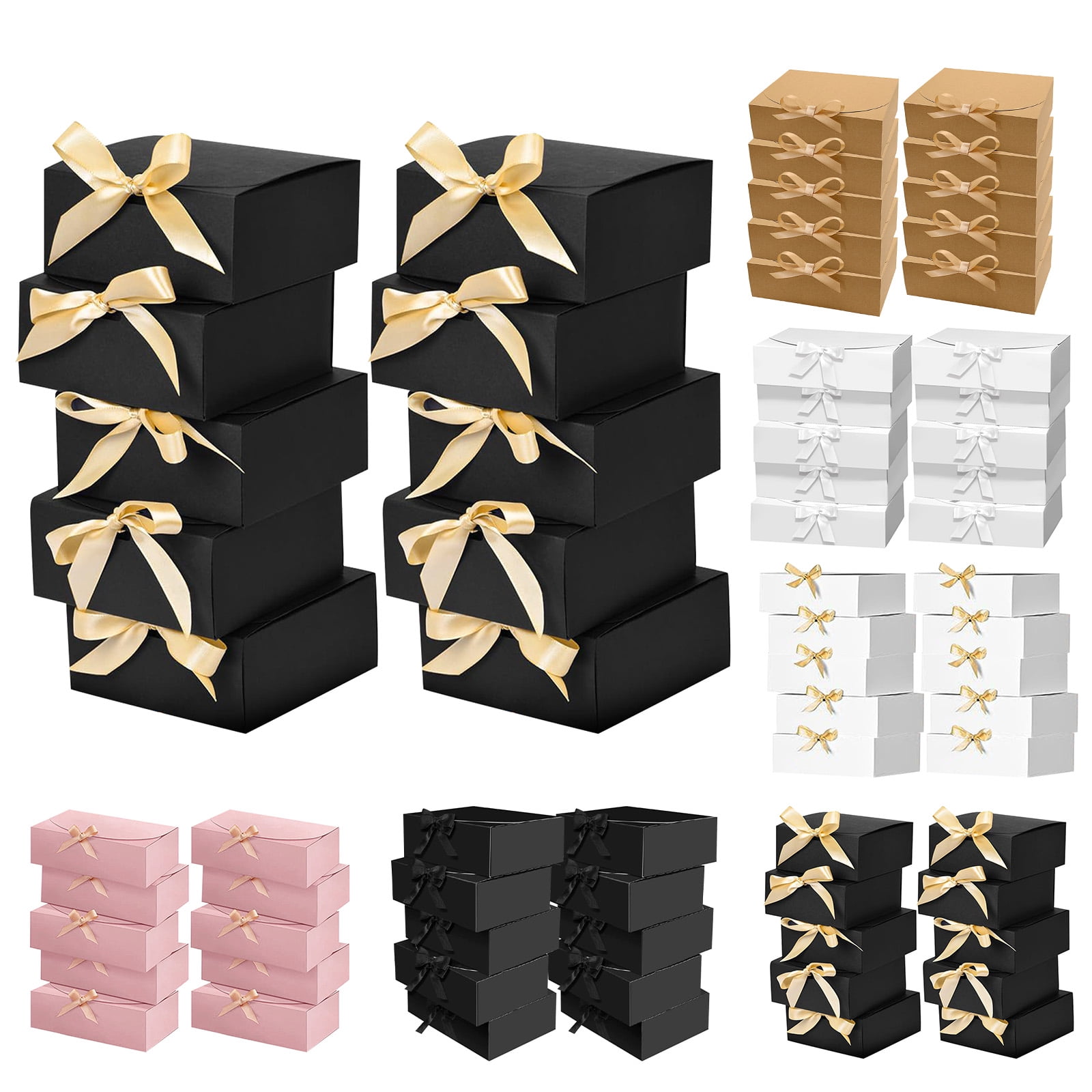 60 Pack Gift Boxes with Lids & Ribbon, 6.5x6.5x1.97Inch Small Gift ...
