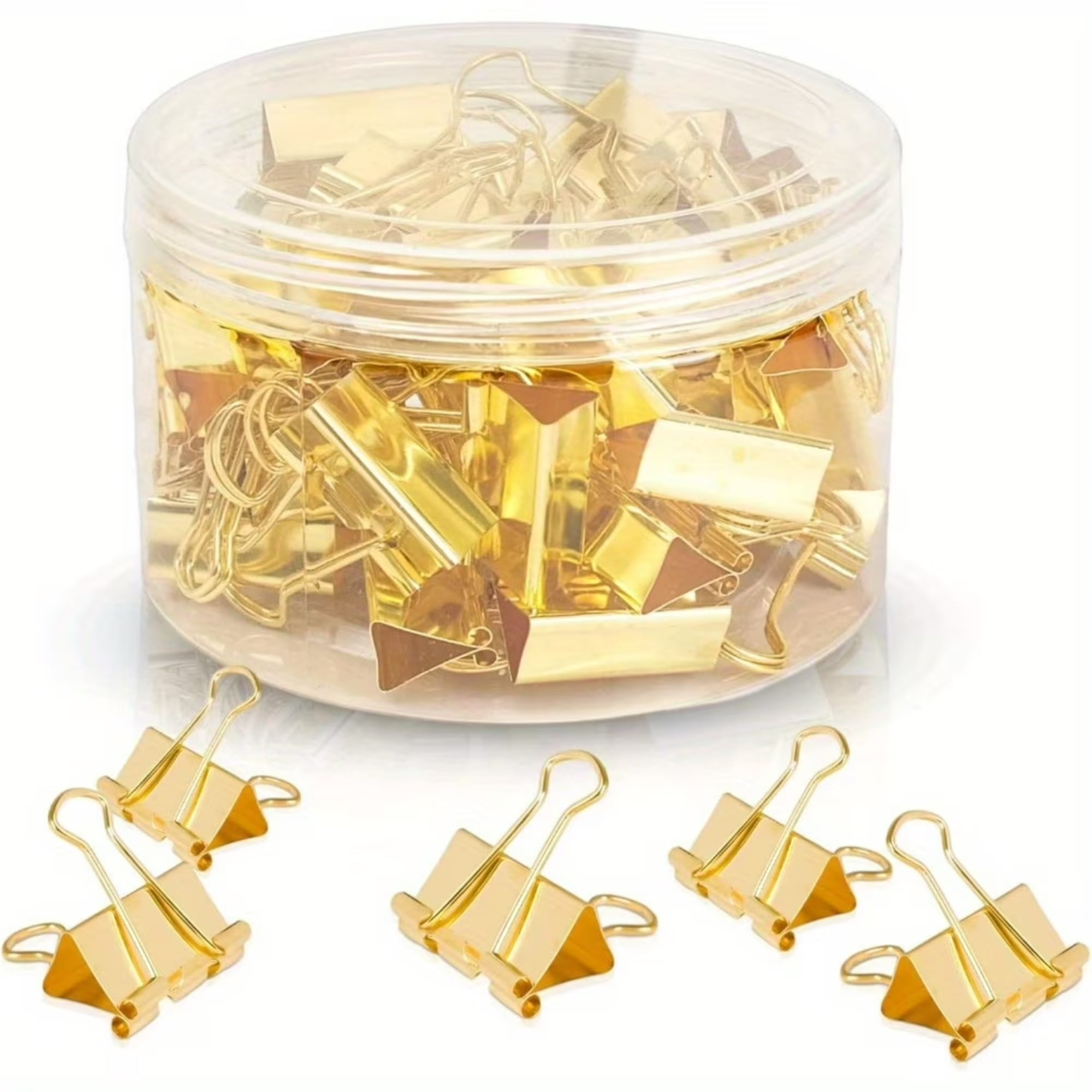 60-Pack Gold Binder Clips, 15mm Premium Metal Paper Clamps for Office ...