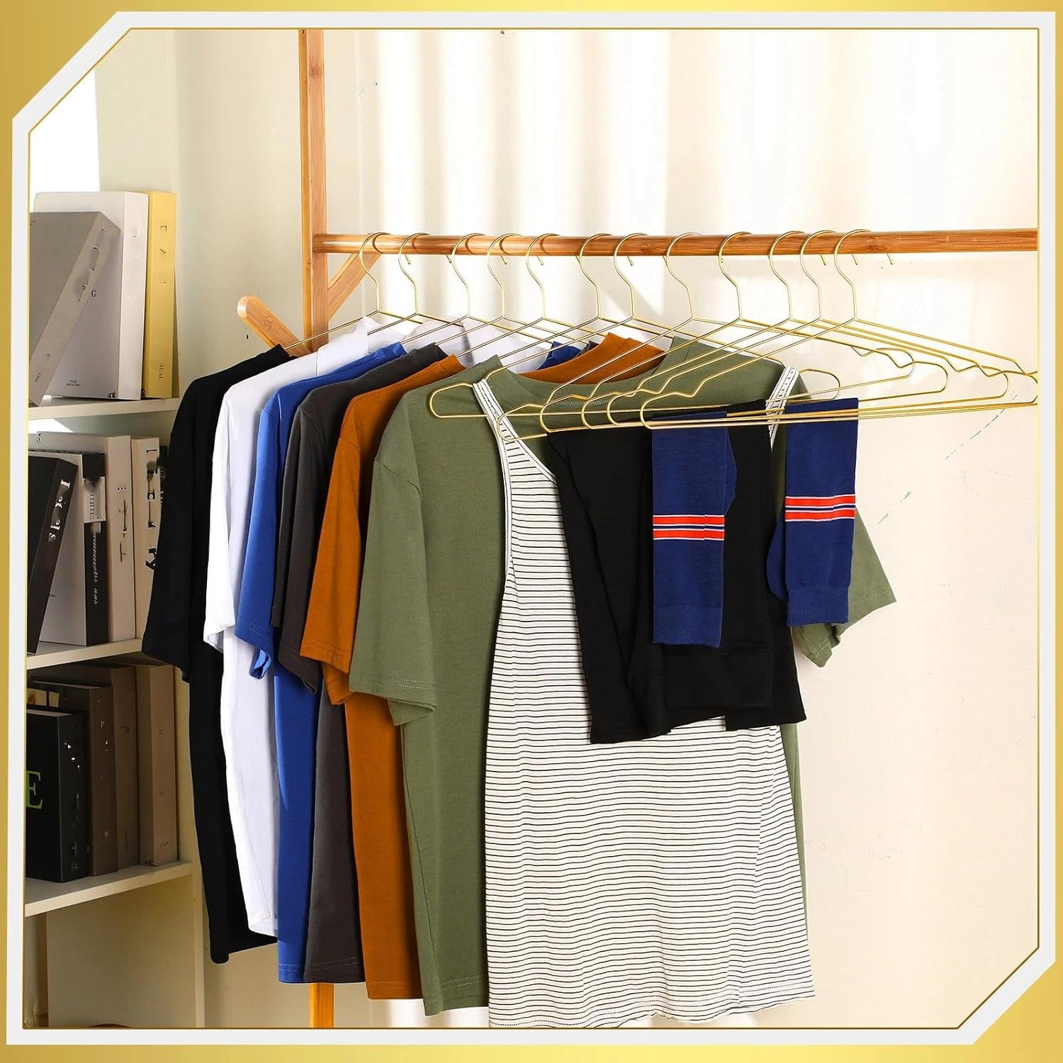 60 Pack Gold Metal Wire Clothes Hangers 17.7 Inch Stainless Steel Heavy ...