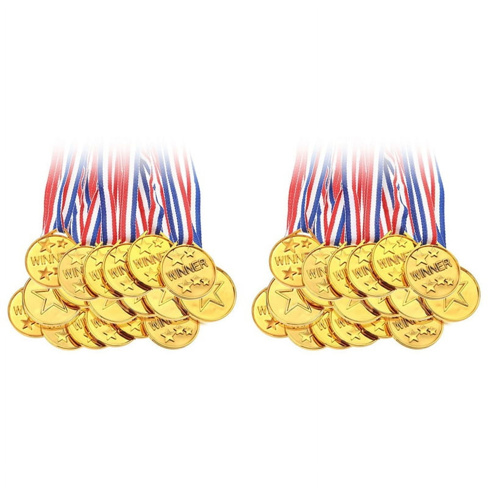60 Pack Gold Plastic Winner Medals Award Medals for Kids - Perfect for ...