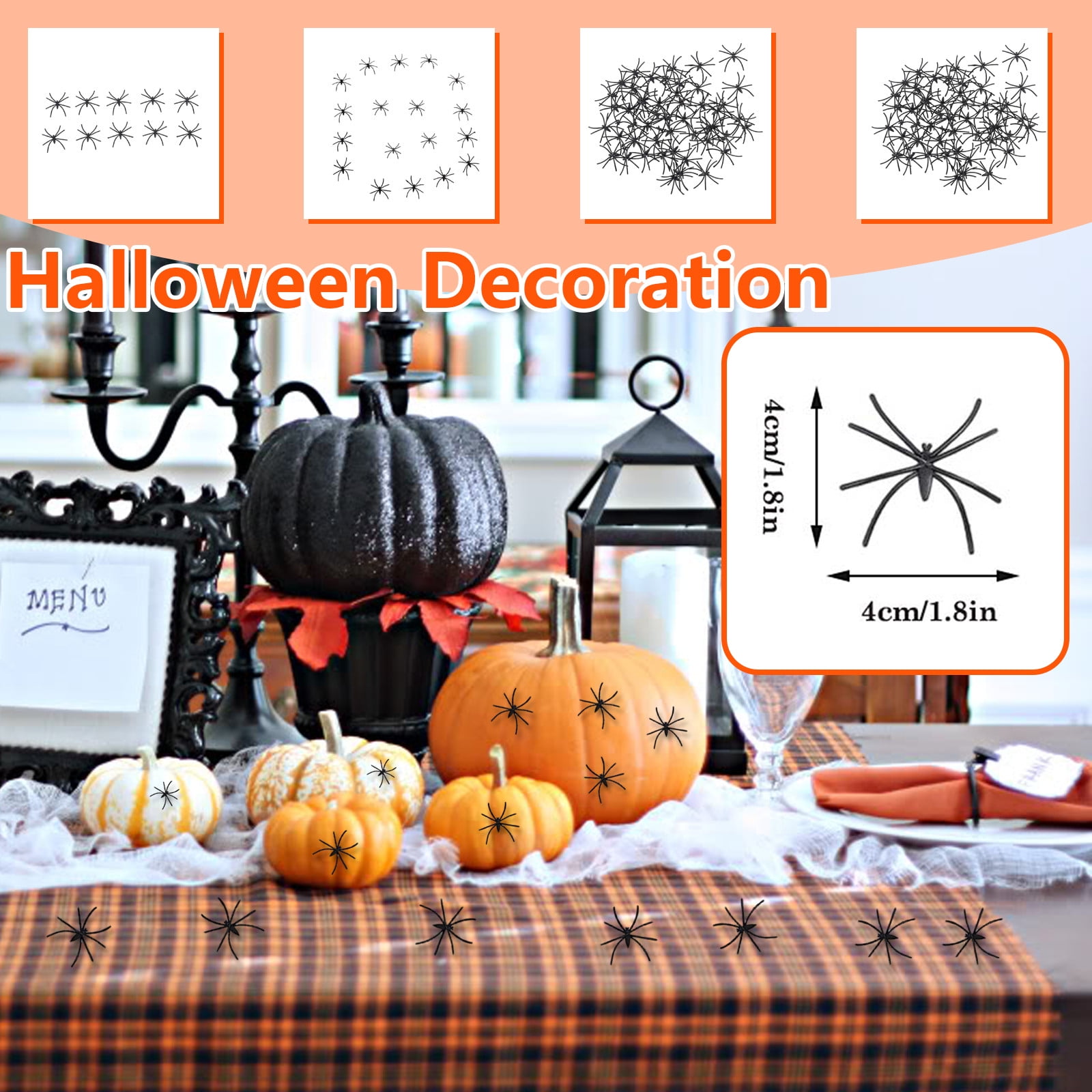 60-Pack Halloween Mini Black Plastic Spiders, Tiny Fake Spiders for ...