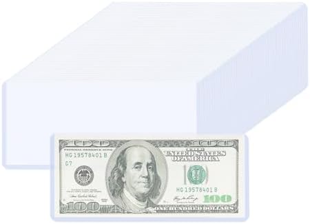 60 Pack Hard Plastic Currency Sleeves, Clear PVC Money Holder Dollar ...