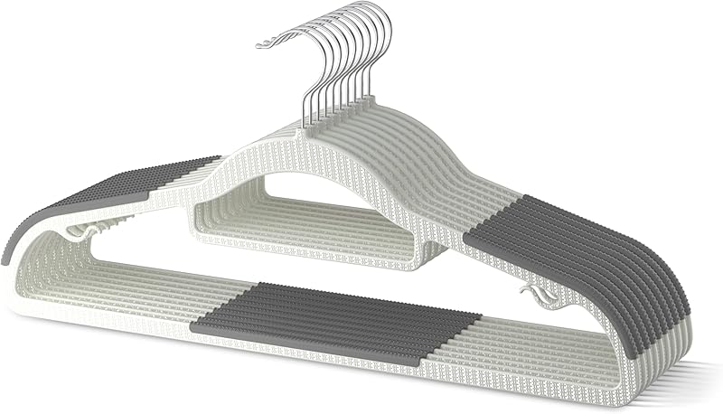 MY 60 Pack Heavy Duty Plastic Hangers, Non Slip Clothes Hangers with ...