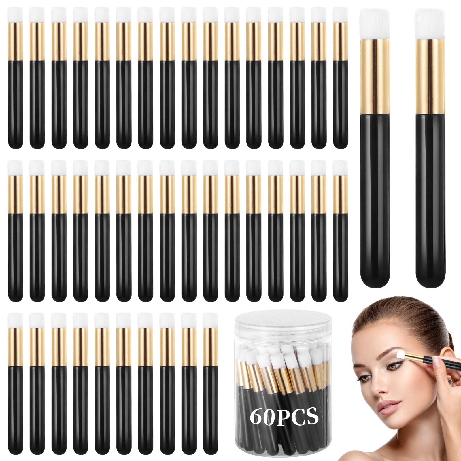 60 Pack Lash Shampoo Brushes, Eyelash Extension Cleansing Tools with ...