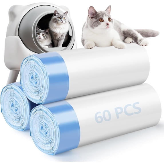60 Pack Litter Bags Compatible with Litter Robot 3 & 4, Self Cleaning ...