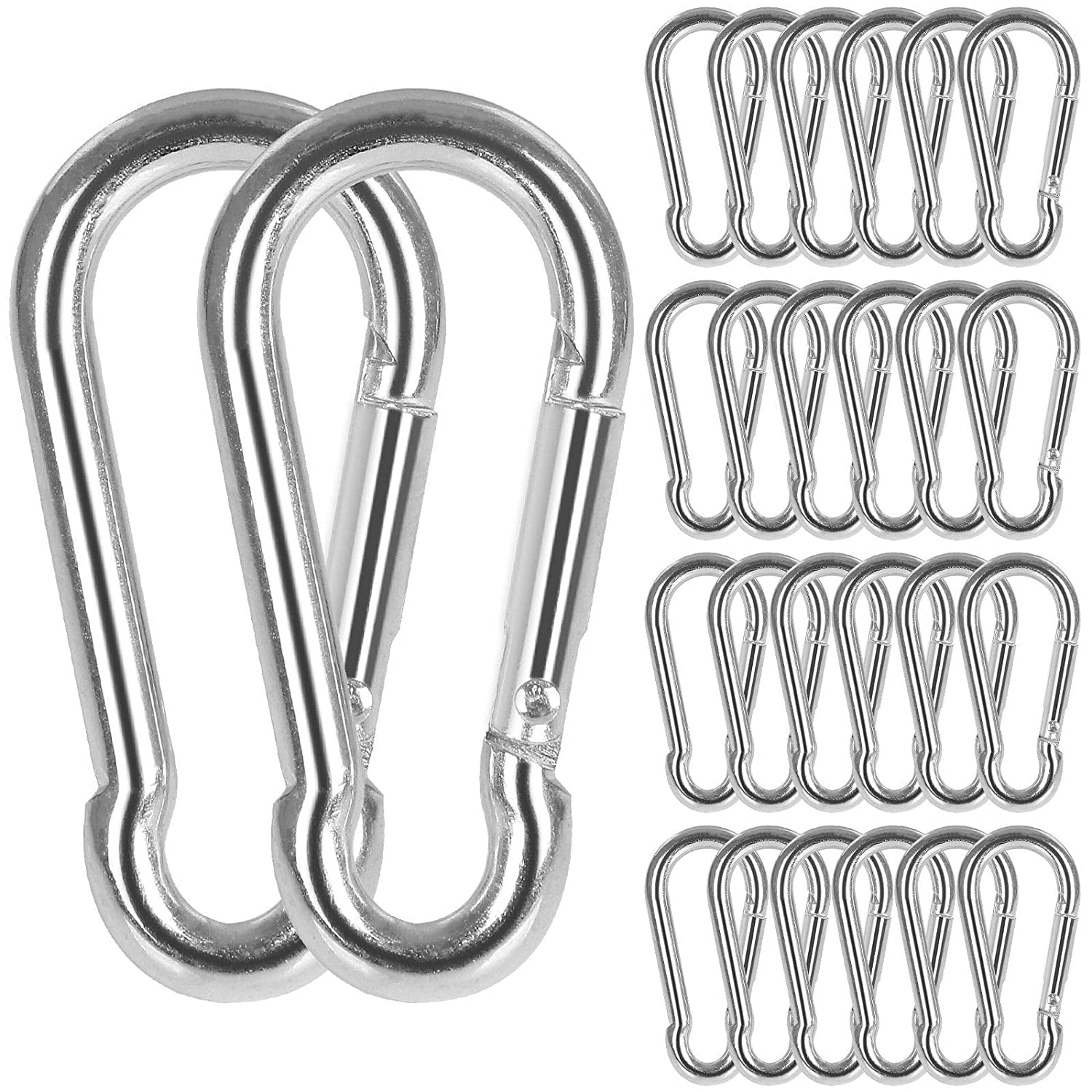 60 Pack M8X3-1/8inch Heavy Duty Carabiner Clip Spring Snap Hook, Small ...