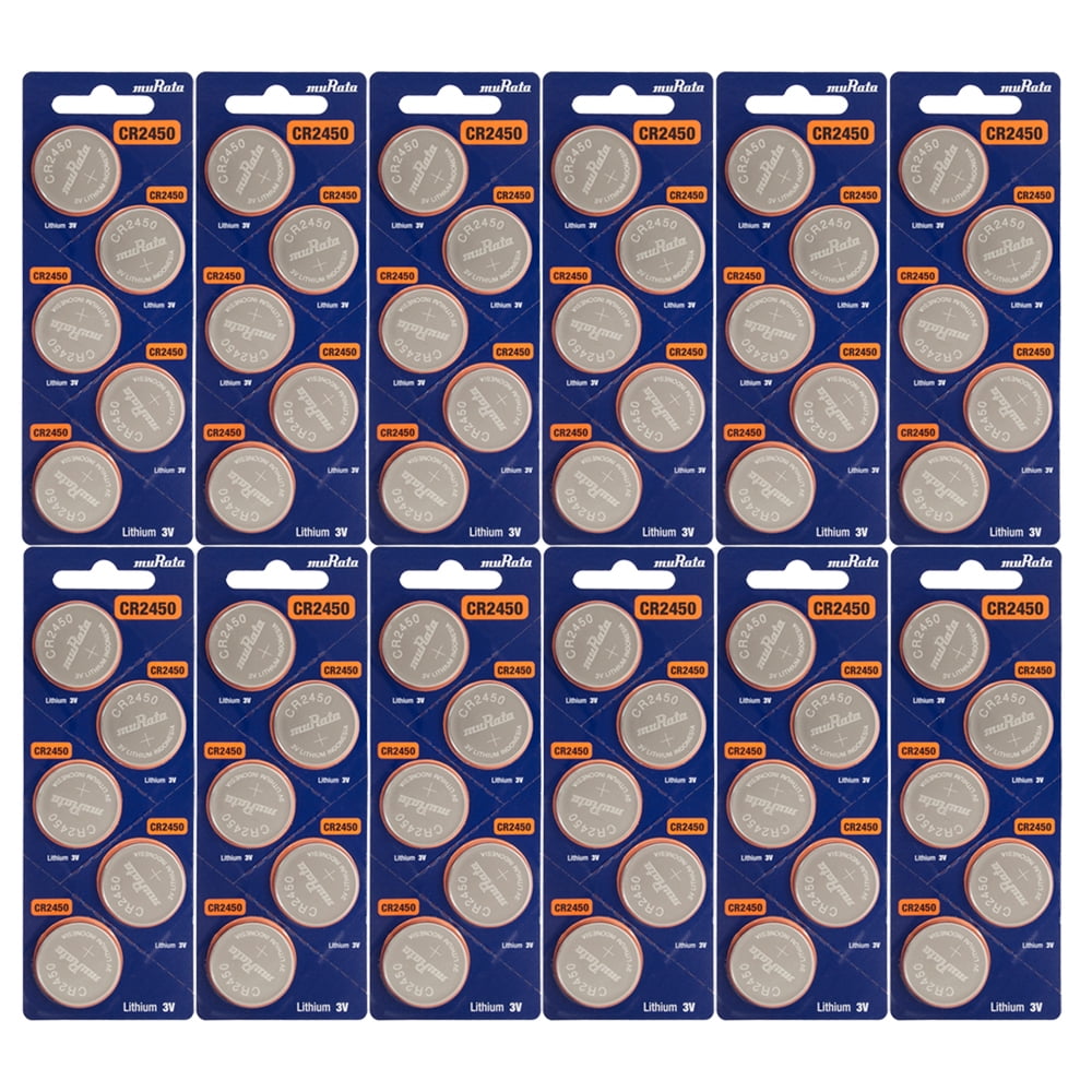 60 Pack MURATA CR2450 Lithium Watch Battery 3V 610mAh - Exp Date: 2021 ...