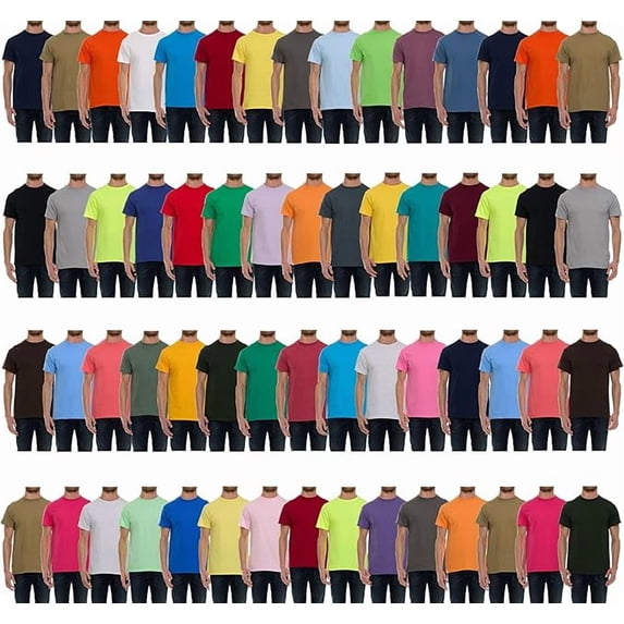 60 Pack Men's Assorted T-Shirts, Wholesale Bulk Cotton Crewneck Short ...