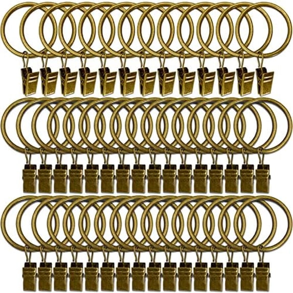 60 Pack Metal Curtain Rings with Clips, Curtain Clip Rings Hooks for ...