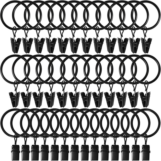 60 Pack Metal Curtain Rings with Clips, Curtain Clip Rings Hooks for ...