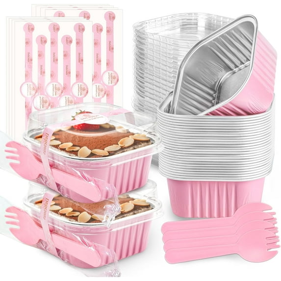 60 Pack Mini Cake Pans with Lids Mini Aluminum Pans, Disposable Loaf ...