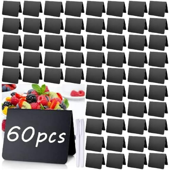 60 Pack Mini Chalkboard Signs for Food 4 x 3 Inches Tabletop Chalk Sign ...