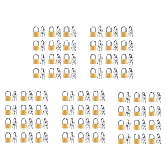 60 Pack Mini Padlock Small Solid Brass Locks with 3 Key for Luggage ...