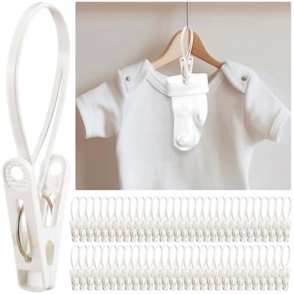 60 Pack Multi-Purpose Laundry Hooks Hanging Clips Bulk with Plastic ...