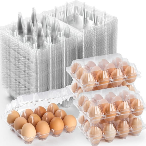 60 Pack Clear Plastic Egg Cartons, 3x4 Grid Reusable Empty Chicken Egg ...