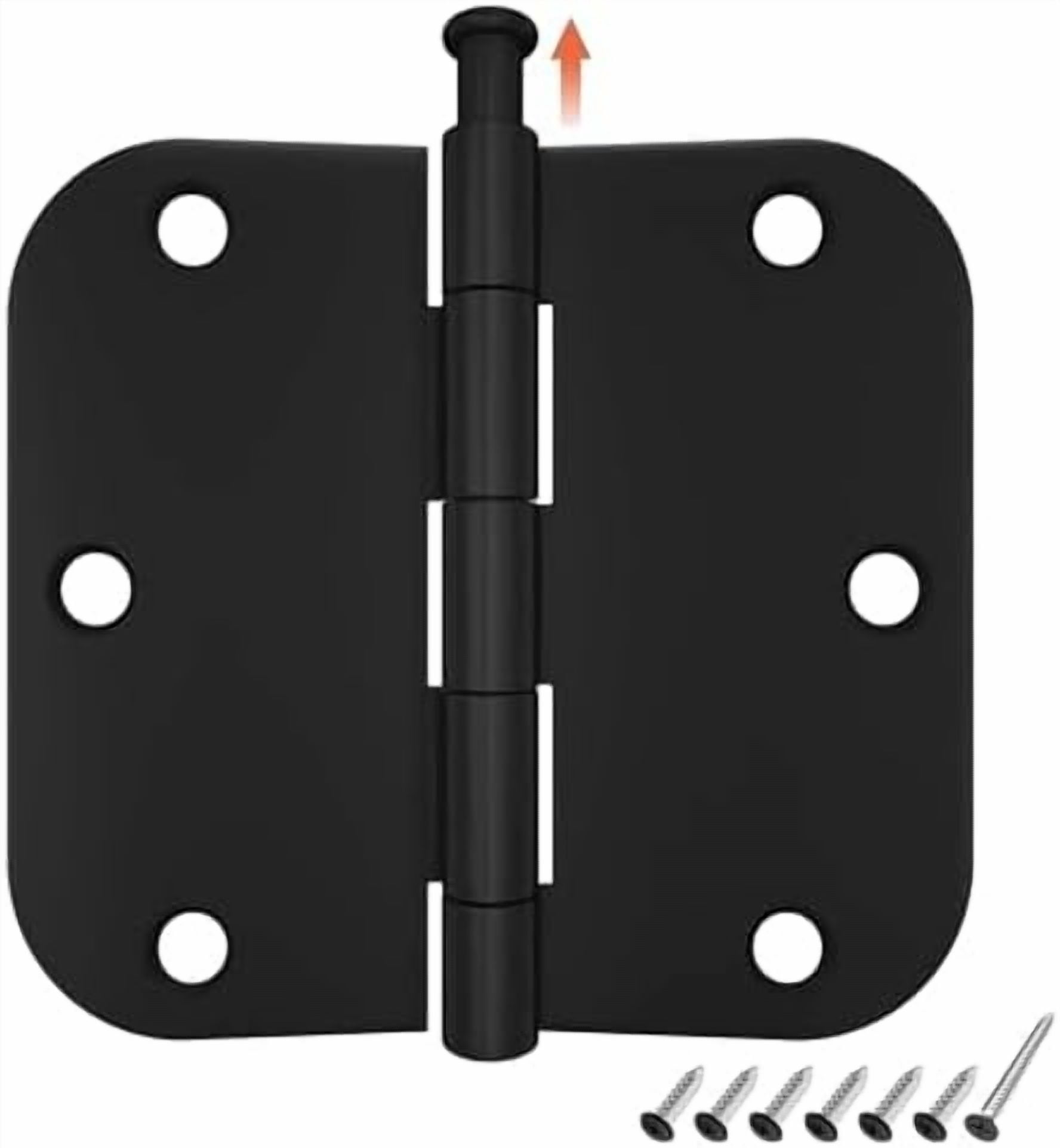 60 Pack Rounded Matte Black Door Hinges 3.5 Inch with 5/8" Radius ...