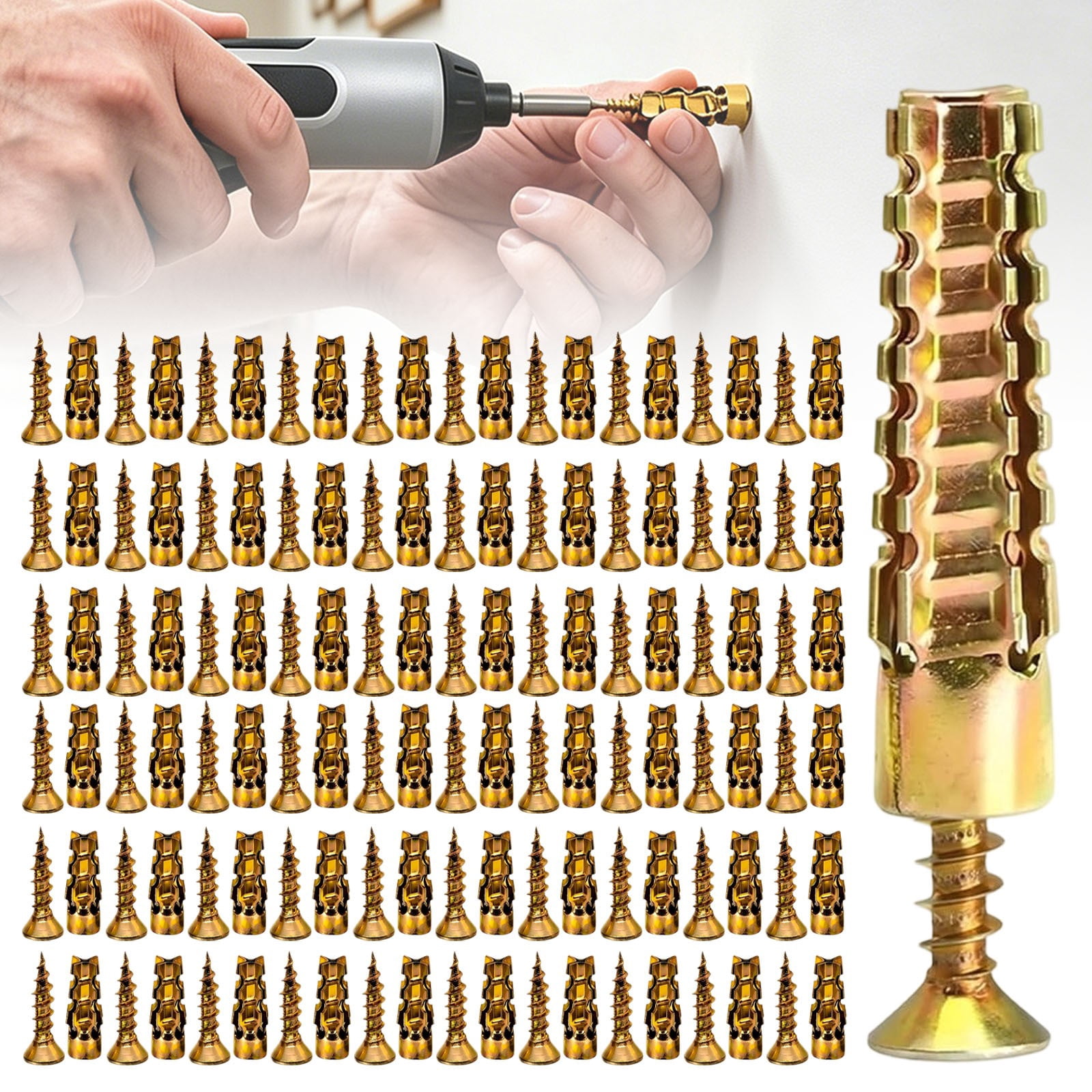 60-Pack Short Expansion Screw Set 0.24"x0.55" for Cabinet Hinge Repair ...