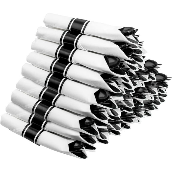 60 Pack Silver Plastic Silverware,Pre Rolled Silverware,Premium ...