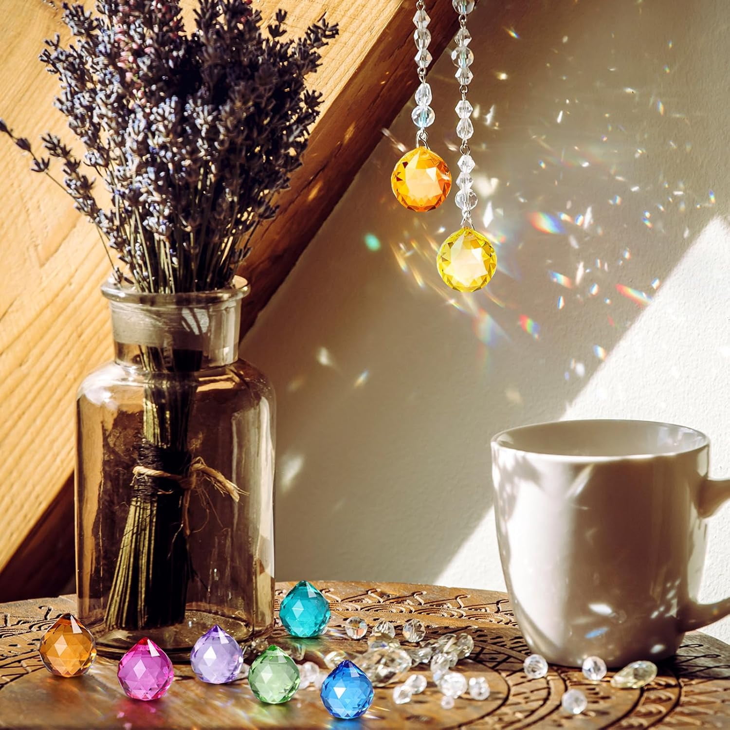 60 Pack Suncatcher Crystals Ball 20 mm Crystal Prism Clear Window ...