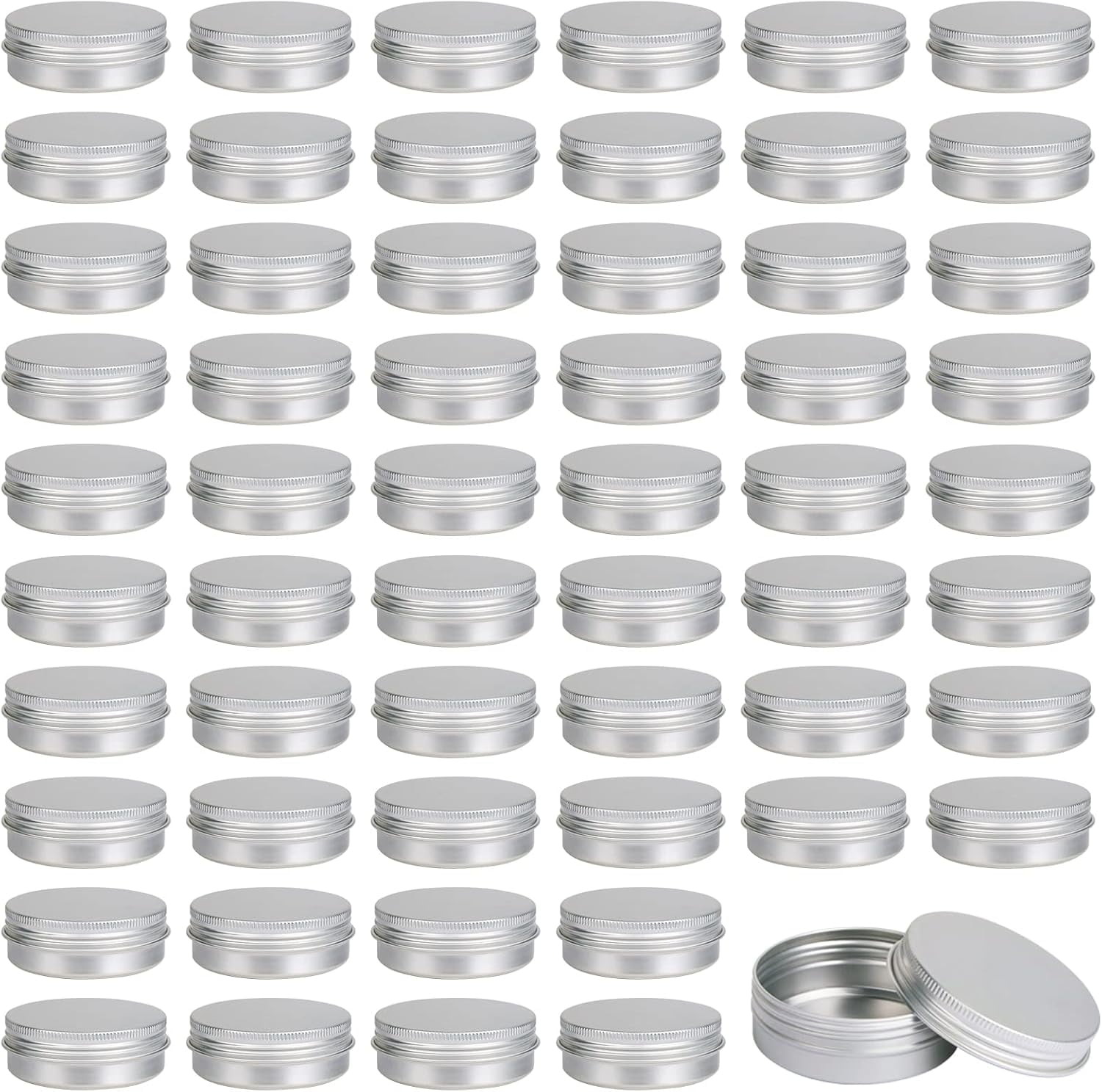 60 Pack Tins 2Oz Metal Round Tins Aluminum Tin Cans Containers with ...