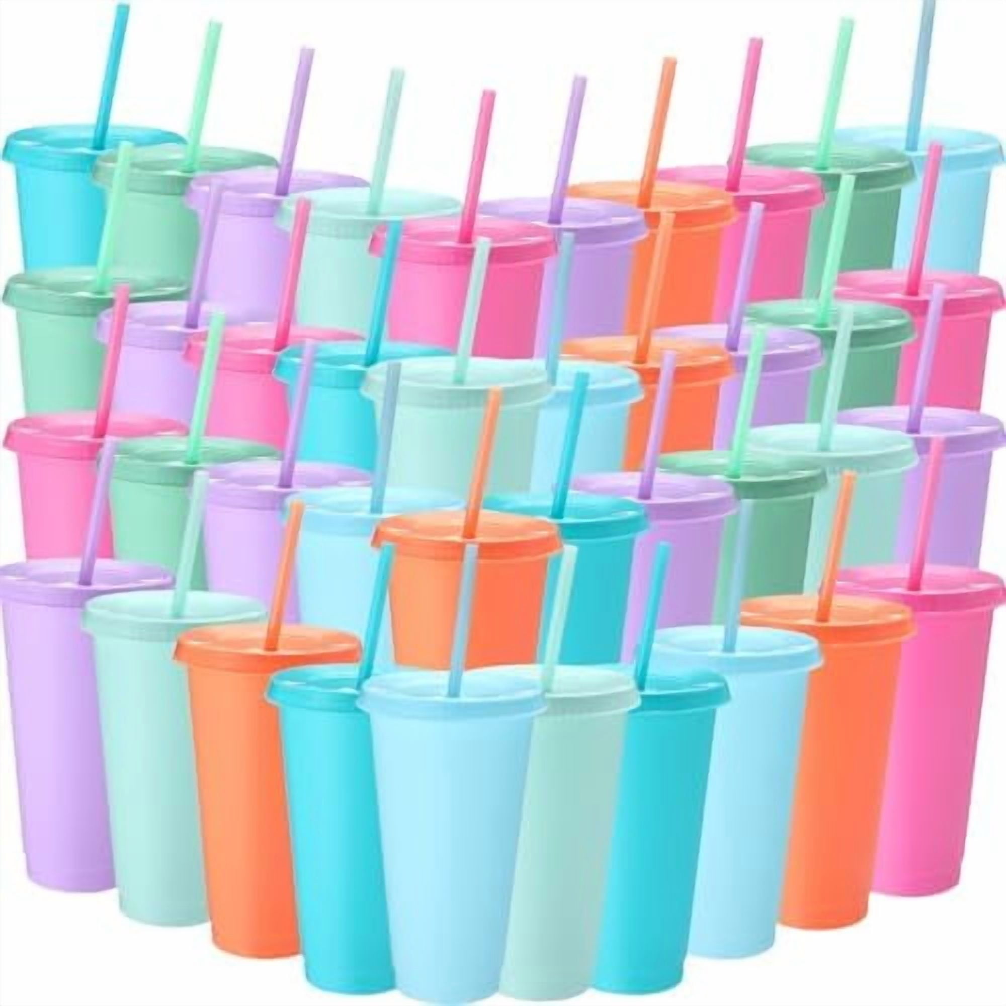 60 Pack Tumbler with Straw and Lid Bulk Cups for Gifts Water Bottle ...