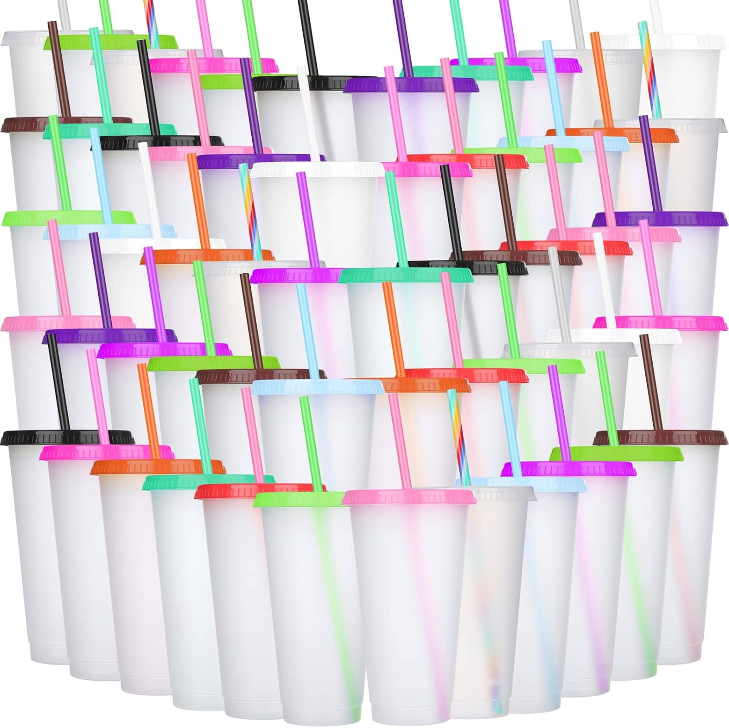 60 Pack Tumbler with Straw and Lid Bulk Water Bottle Iced Coffee Travel ...