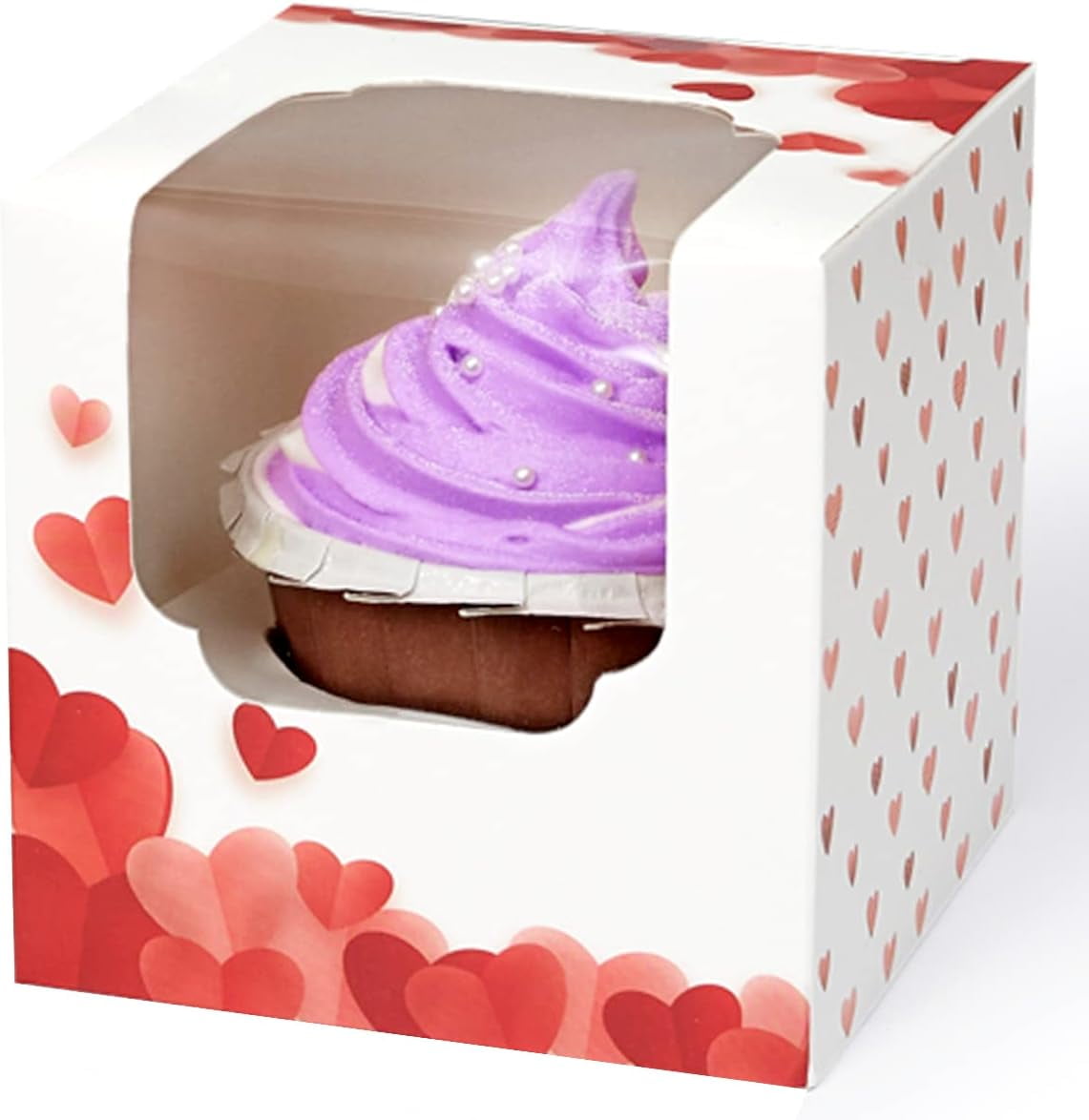 60 Pack Valentine's Day Cupcake Boxes with Window for Individual ...