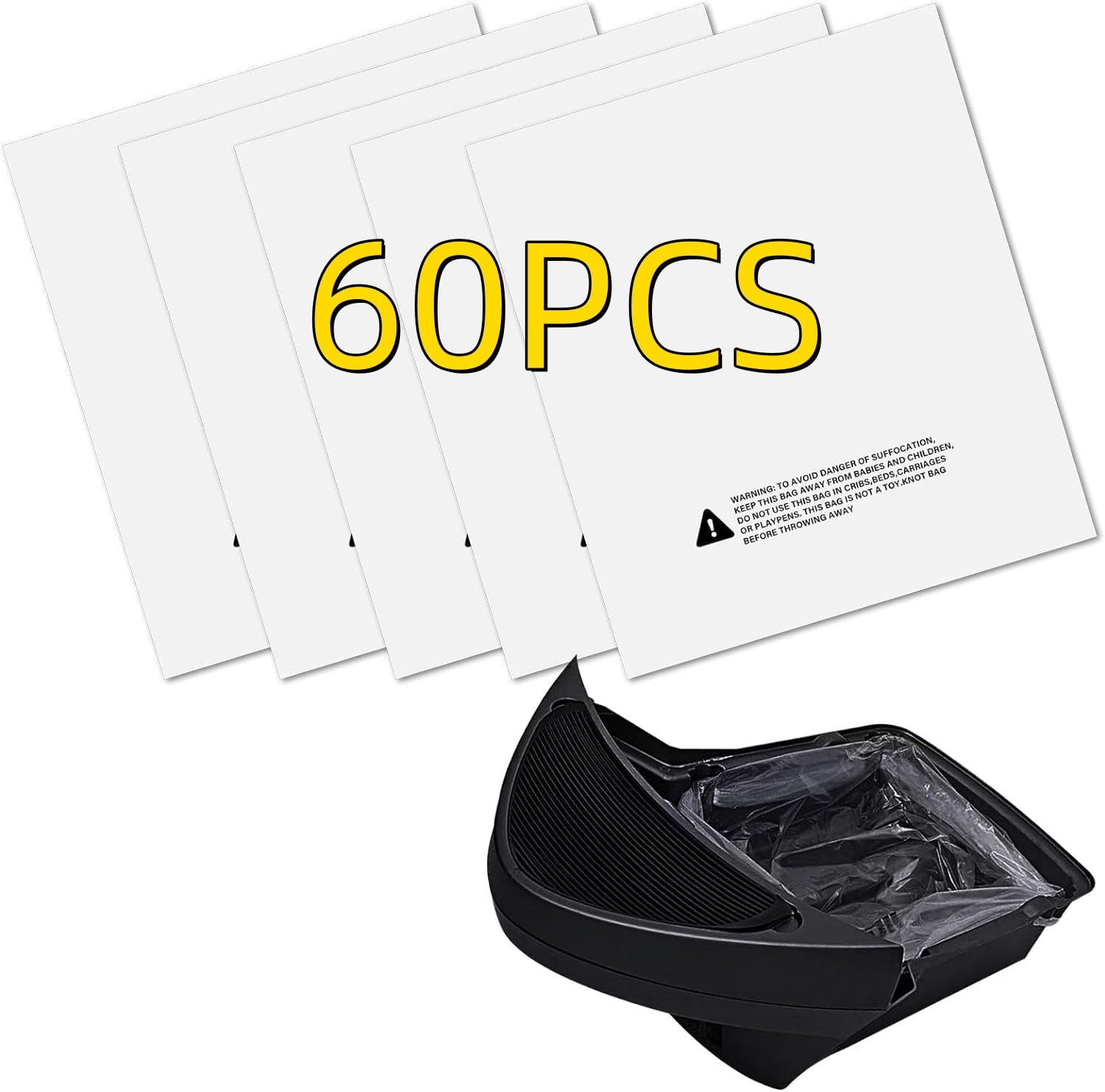 60 Pack Waste Drawer Liners Compatible with All Litter Box Robot 3 or ...