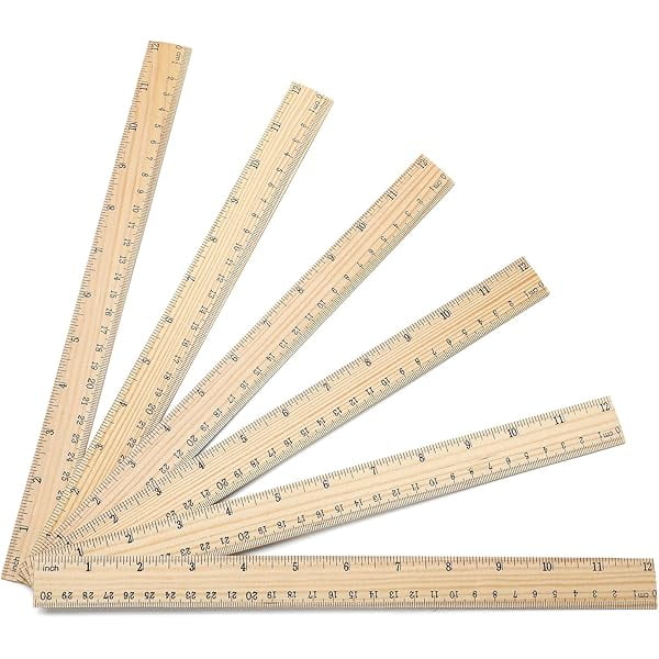 60 Pack Wooden Ruler 12 Inch Rulers Bulk Wood Measuring Ruler Office ...
