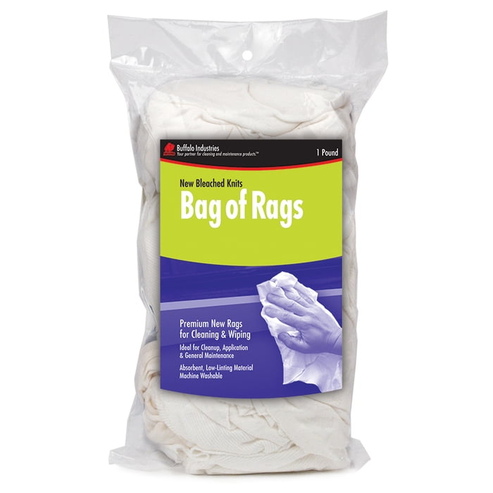 60-Pack of 4 Lbs Buffalo 12020PB White New Bleached Knit Cloth Rags, 12 ...